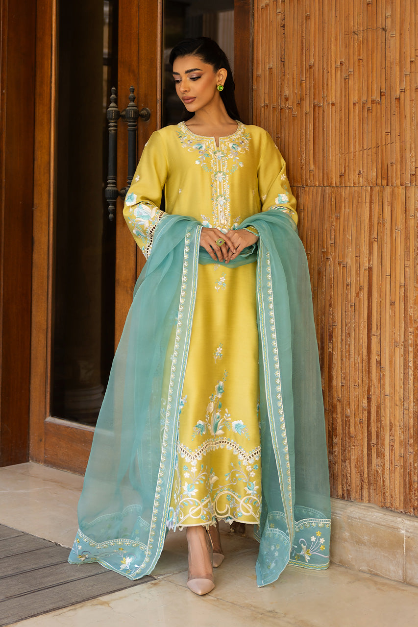 Leem Mustard Yellow Masoori Silk Outfit - Luxury Formal Wear – Sunnia ...