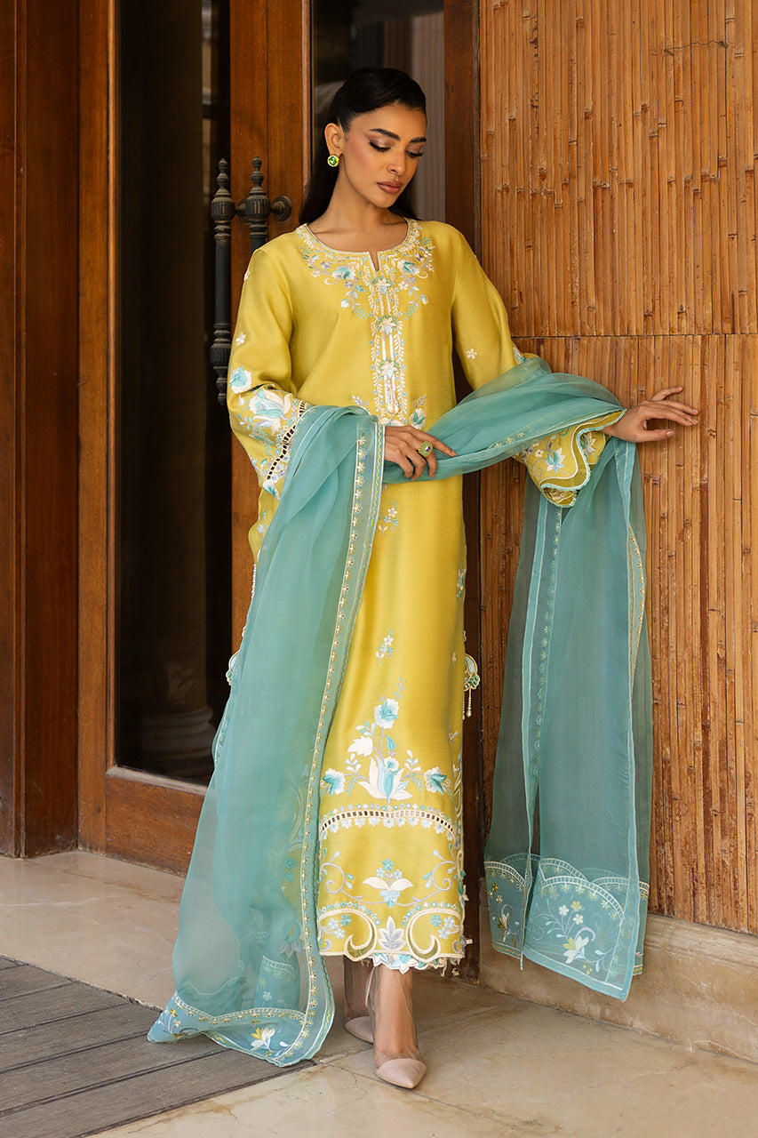 Leem Mustard Yellow Masoori Silk Outfit - Luxury Formal Wear – Sunnia ...