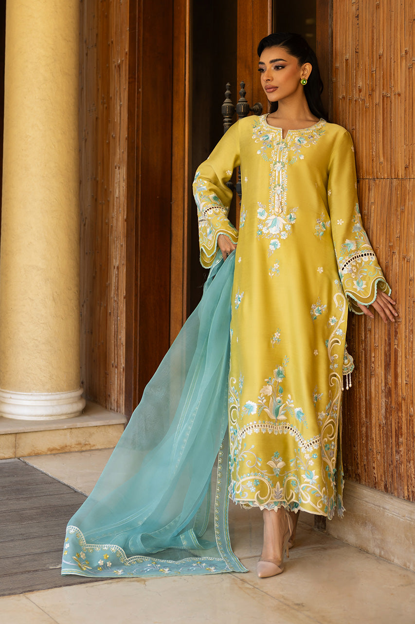 Leem Mustard Yellow Masoori Silk Outfit - Luxury Formal Wear – Sunnia ...
