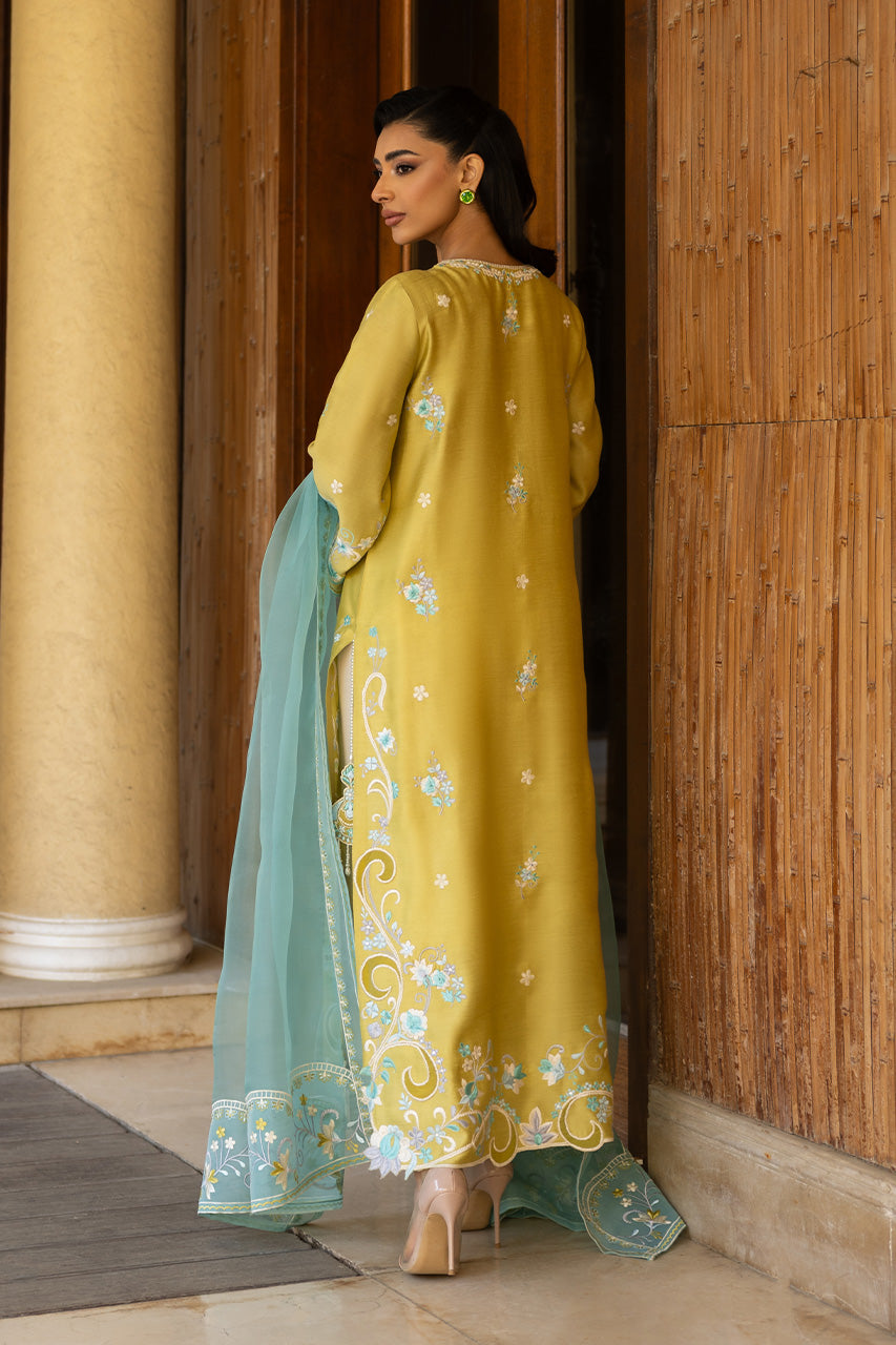 Leem Mustard Yellow Masoori Silk Outfit - Luxury Formal Wear – Sunnia ...